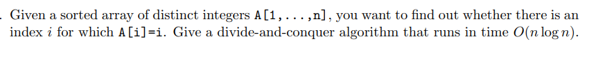 Solved Given a sorted array of distinct integers | Chegg.com