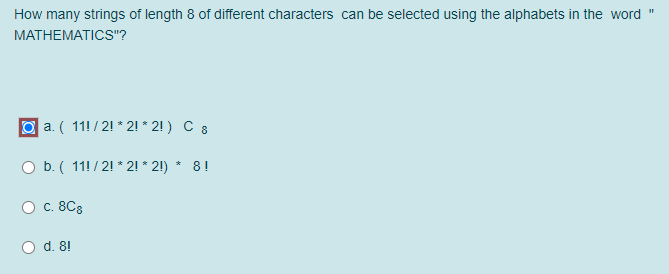 Solved How many strings of length 8 of different characters | Chegg.com