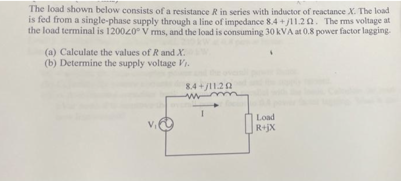 Solved The load shown below consists of a resistance R in | Chegg.com
