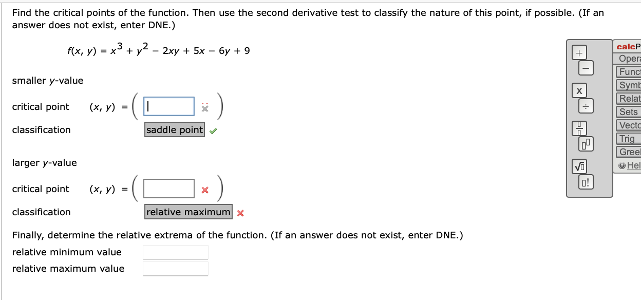Solved Find the critical points of the function. Then use | Chegg.com
