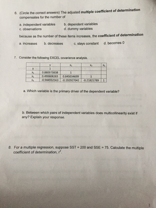 Solved The adjusted multiple coefficient of determination | Chegg.com