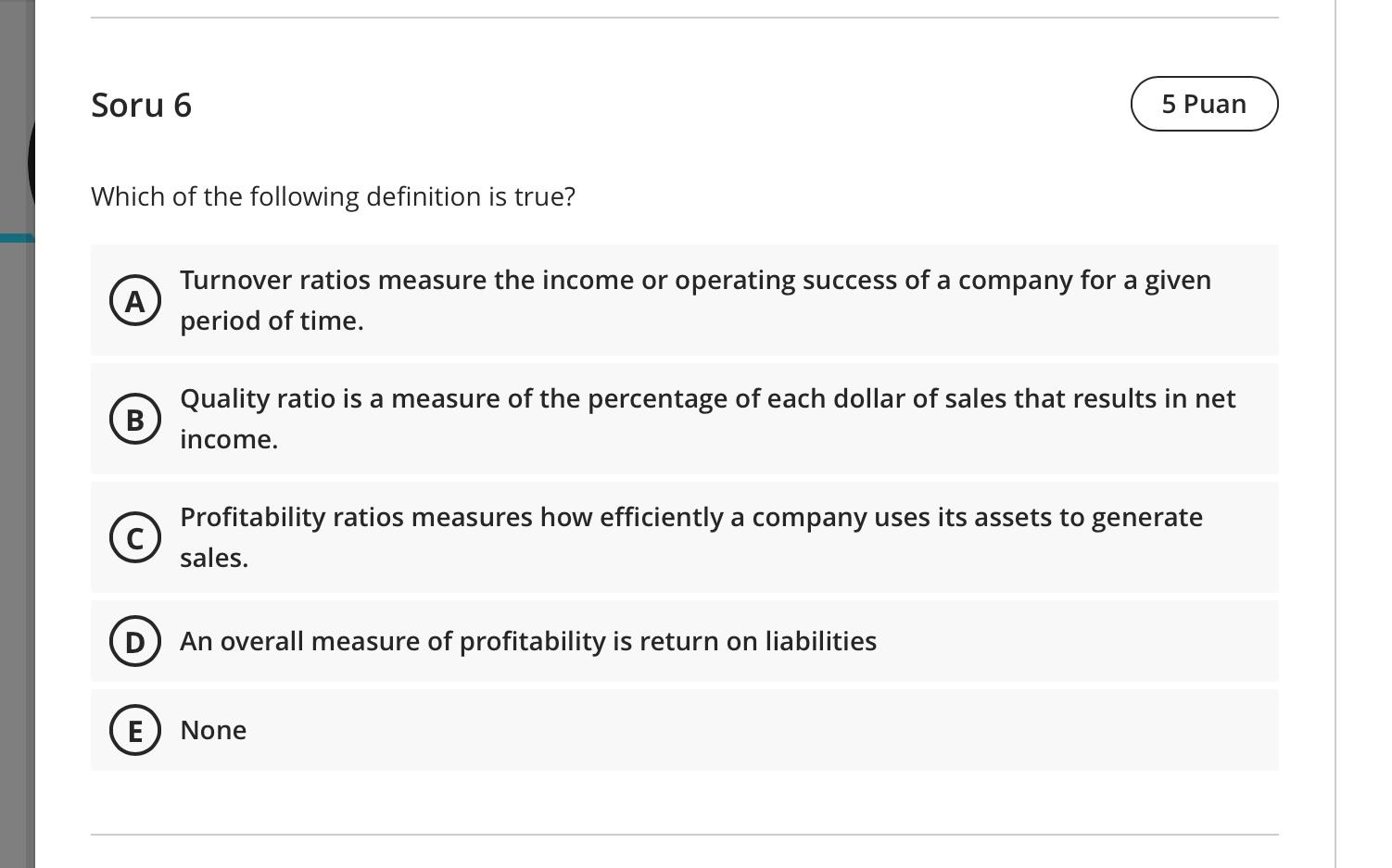 Solved Soru 6 5 Puan Which of the following definition is | Chegg.com