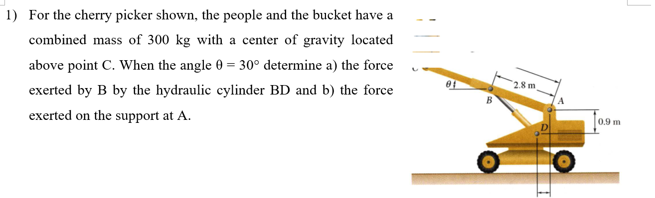 6m 1) For the cherry picker shown, the people and the | Chegg.com