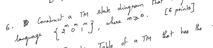 Solved TM state diagram [6 points e Construct a 6 language { | Chegg.com