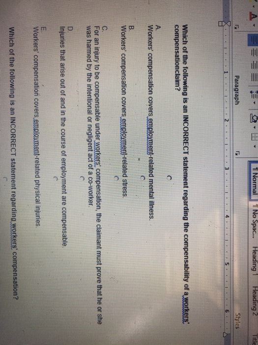 Solved Paragraph Styles Which Of The Following Is An 