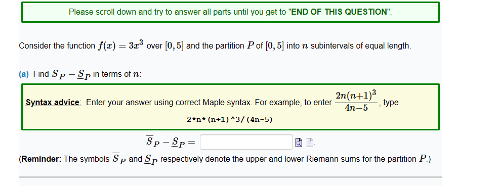 Solved Consider the function f(x)=3x3 over [0,5] and the | Chegg.com
