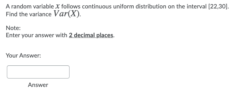 Solved A random variable X follows continuous uniform | Chegg.com