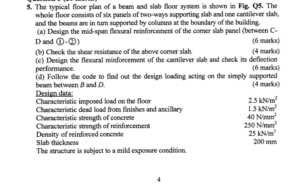 5. The typical floor plan of a beam and slab floor | Chegg.com