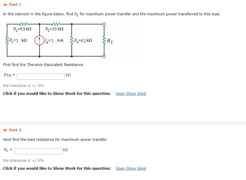 Solved Part 1 In the network in the figure below, find R for | Chegg.com