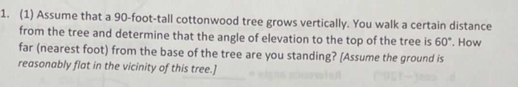 Solved (1) Assume that a 90-foot-tall cottonwood tree grows | Chegg.com