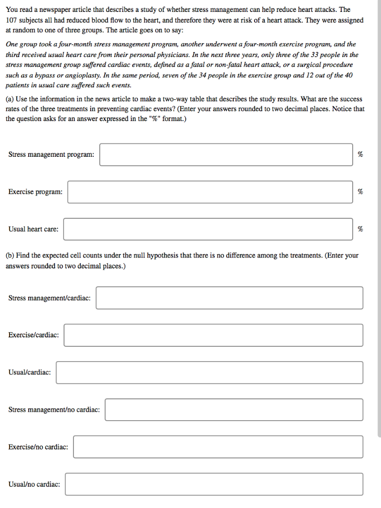 Solved You read a newspaper article that describes a study | Chegg.com