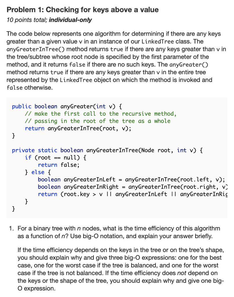 Solved Problem 1: Checking for keys above a value 10 points | Chegg.com