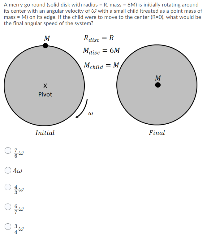 Solved A merry go round (solid disk with radius = R, mass = | Chegg.com