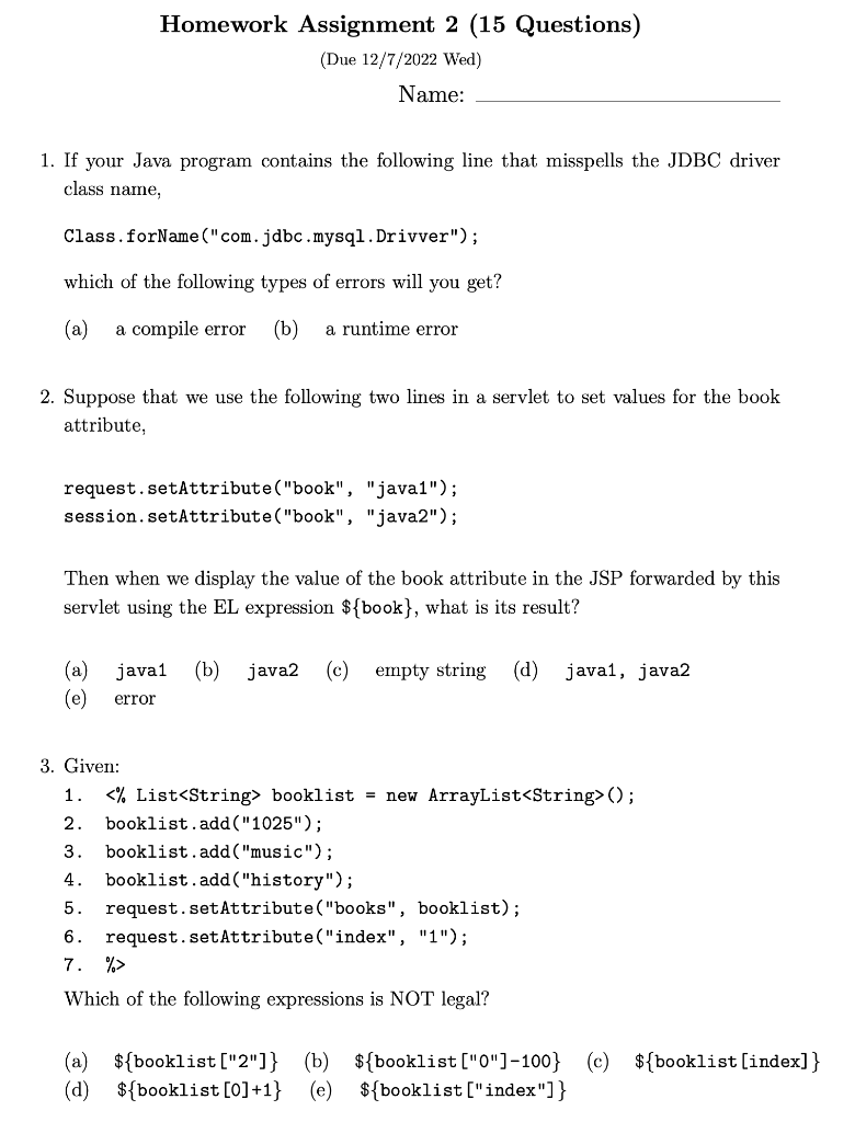Solved Homework Assignment 2 15 Questions Due 12 7 2022