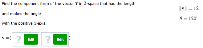 Solved Find the component form of the vector v in 2-space | Chegg.com