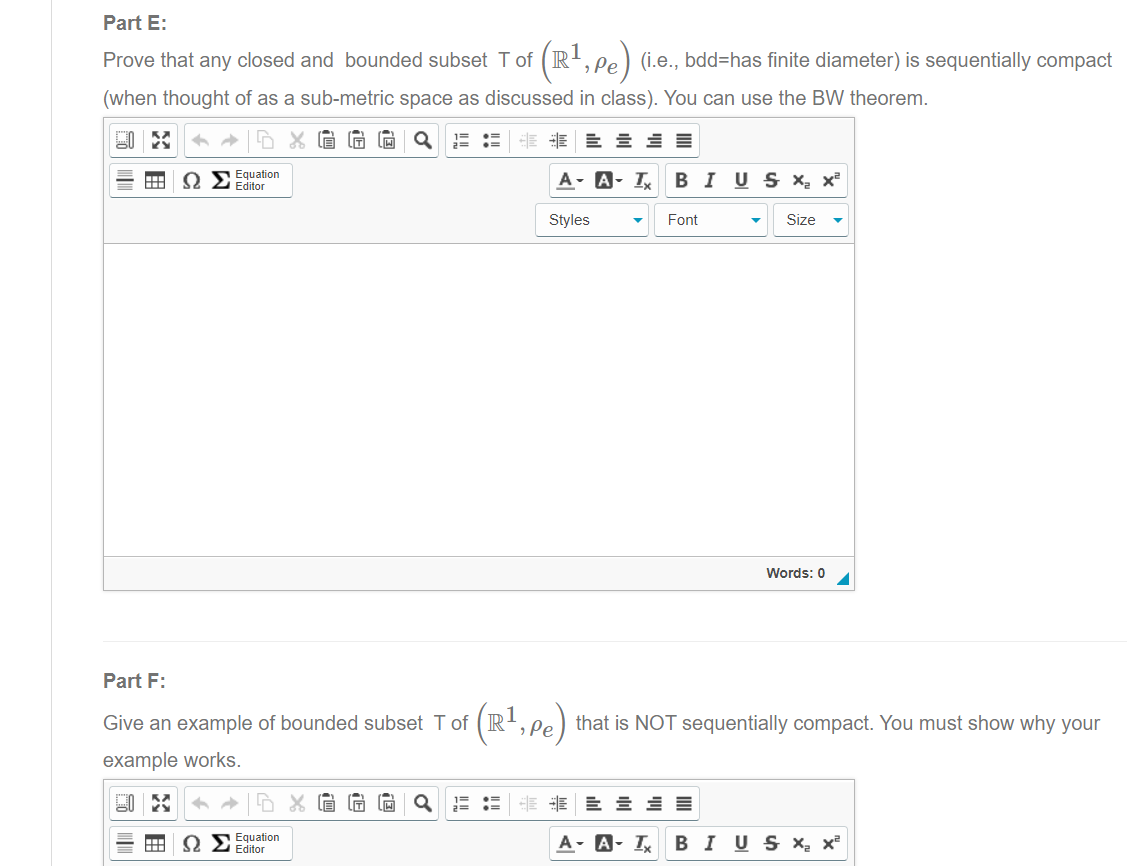 Solved Part E: Prove that any closed and bounded subset T of | Chegg.com