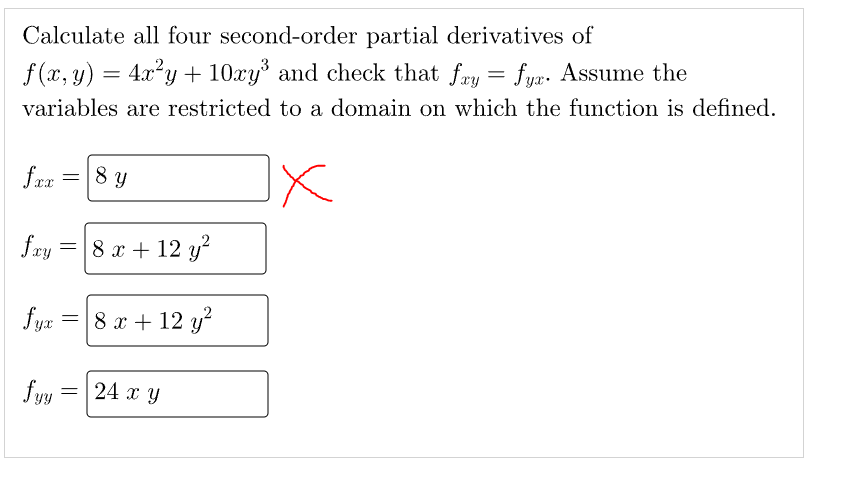 Solved Calculate all four second-order partial derivatives | Chegg.com