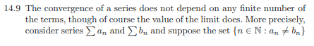 Solved 14.9 The convergence of a series does not depend on | Chegg.com