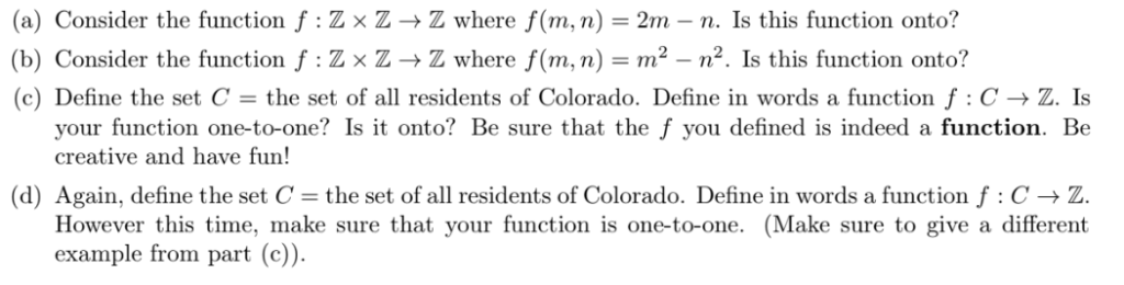 Solved (a) Consider the function f : Z × Z → Z where f(m, n) | Chegg.com