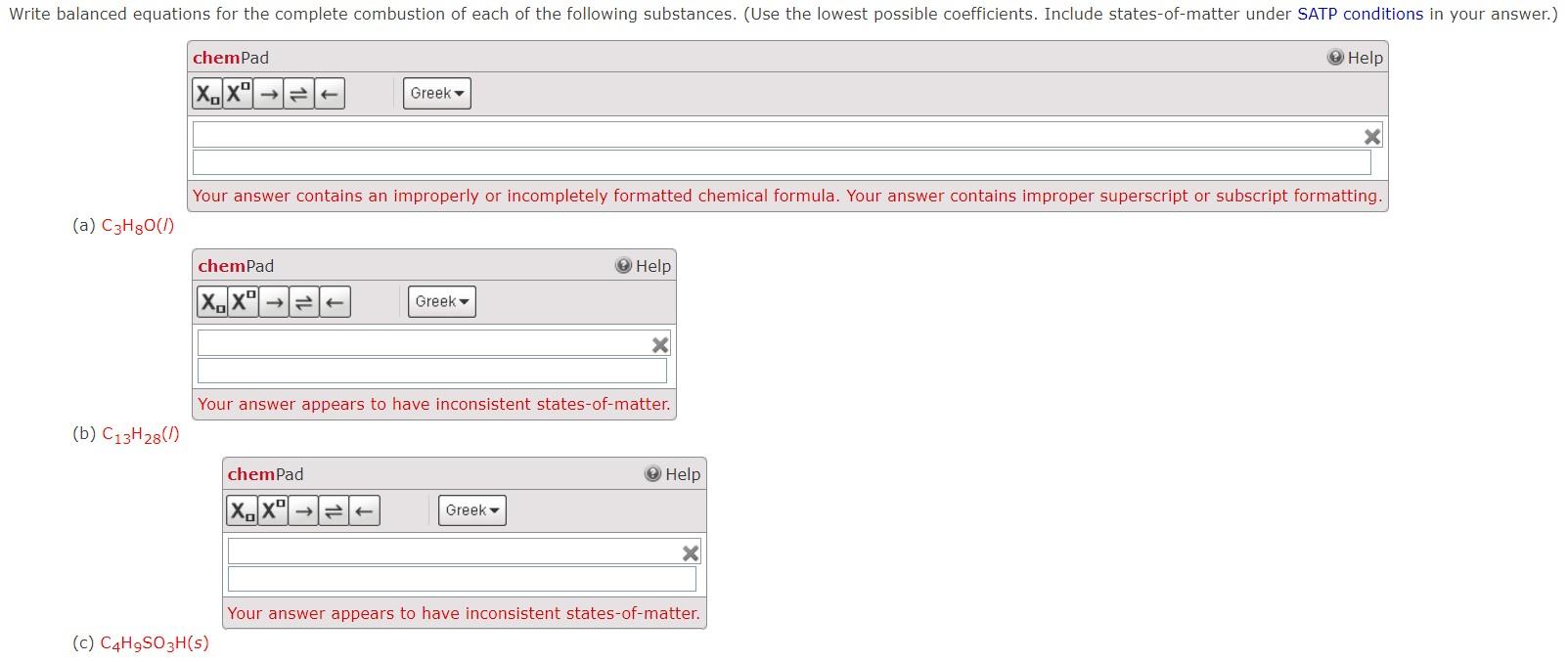Solved Write balanced equations for the complete combustion | Chegg.com