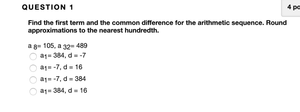Solved Find the first term and the common difference for | Chegg.com