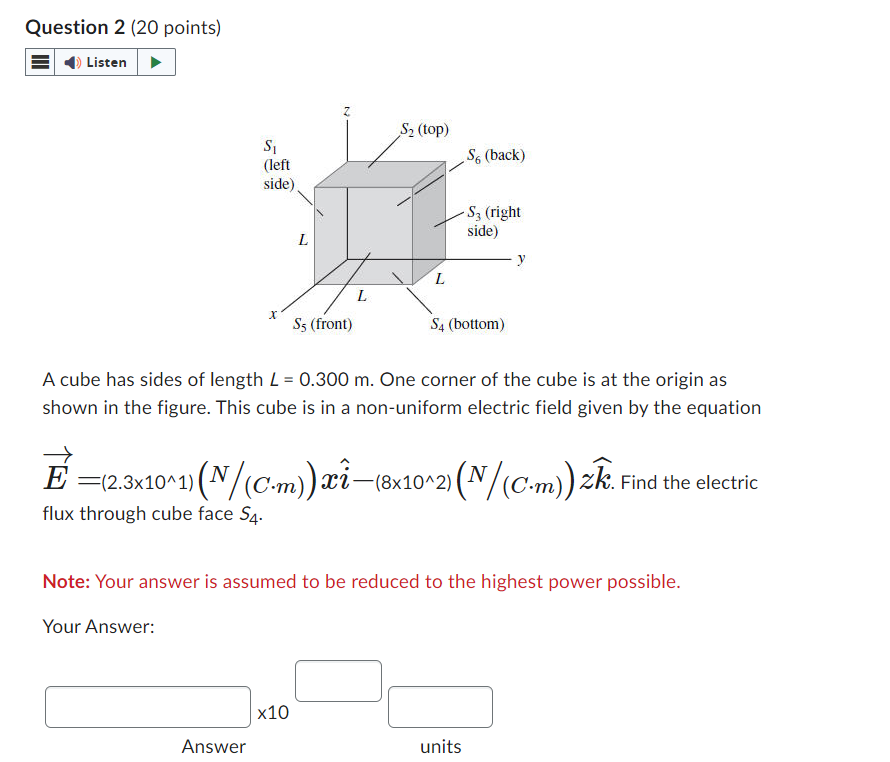 Solved Question 2 (20 ﻿points)A cube has sides of length | Chegg.com