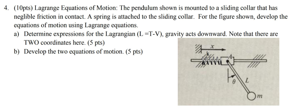 Solved Lagrange Equations of Motion: The pendulum shown is | Chegg.com