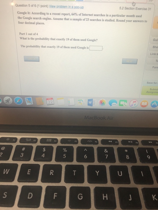 Solved Question 5 of 6(1 point) View problem in a pop-up 5.2 | Chegg.com