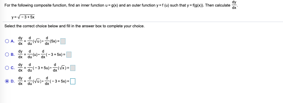 Solved For the following composite function, find an | Chegg.com