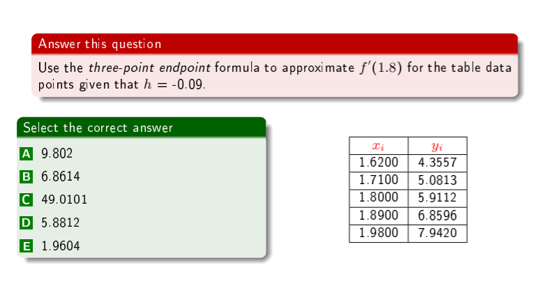 Solved Answer this question Use the three-point endpoint | Chegg.com
