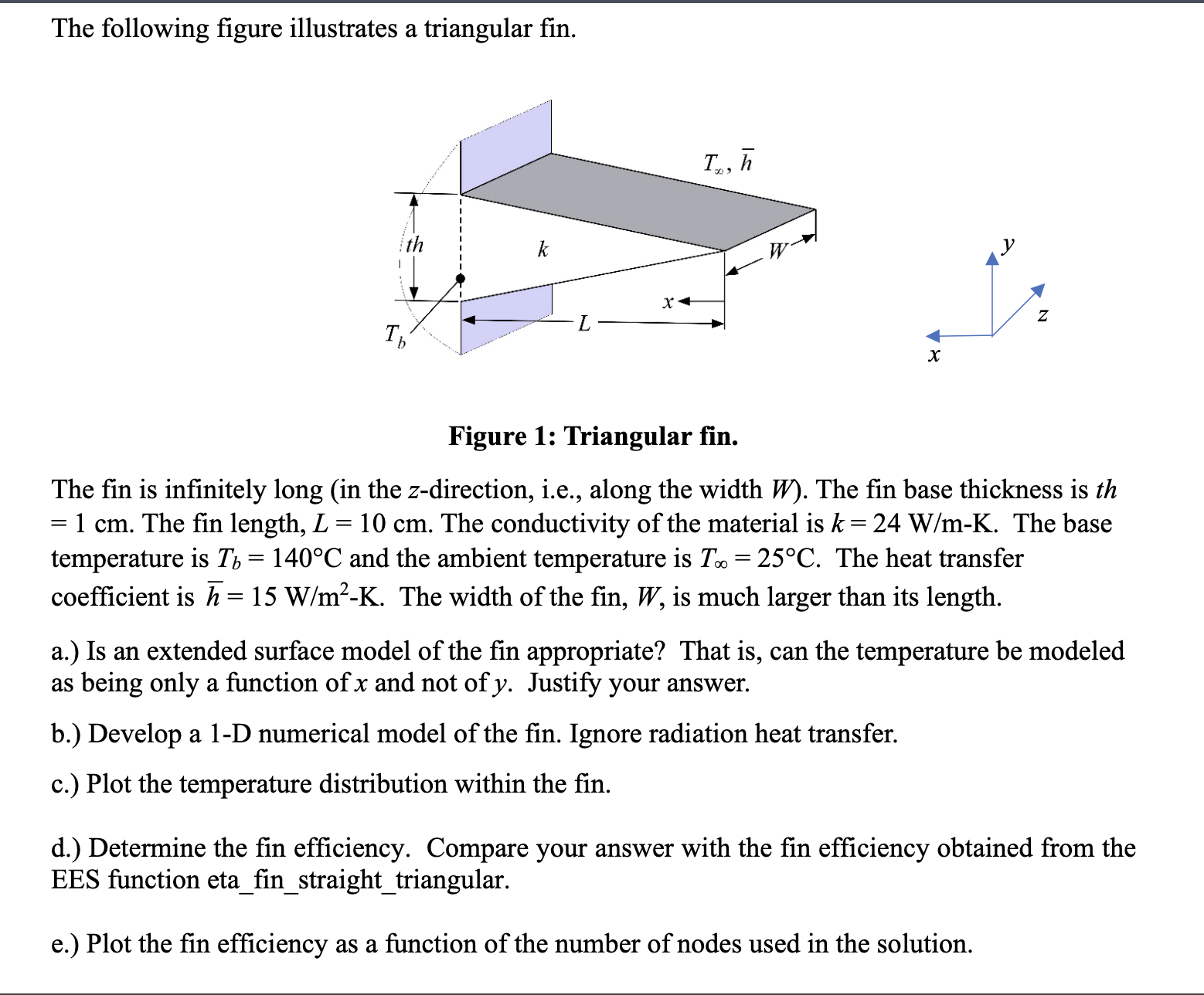 Solved The following figure illustrates a triangular fin. | Chegg.com