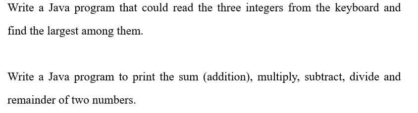 Solved Write a Java program that could read the three | Chegg.com