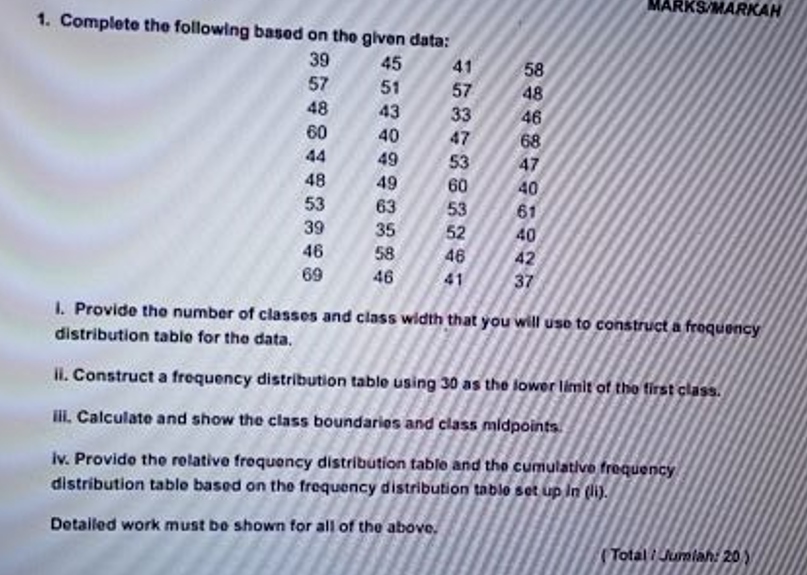 Solved 1. Complete the following based on the given data: 1. | Chegg.com