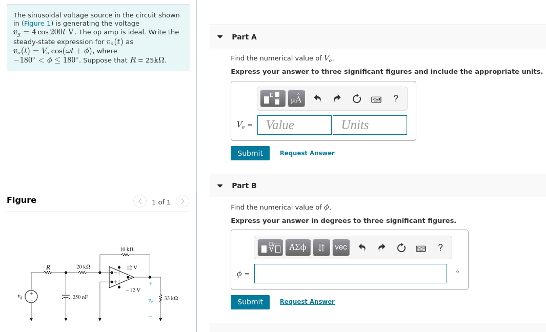 Solved The sinusoidal voltage source in the circuit shown in | Chegg.com