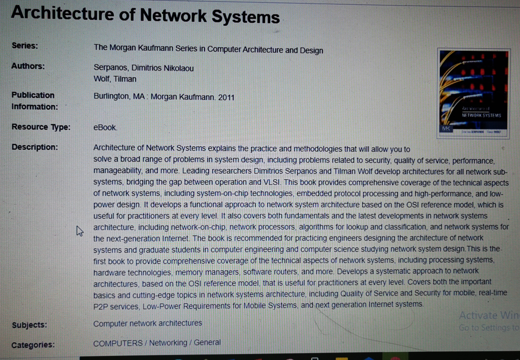 Architecture of Network Systems Series: The Morgan | Chegg.com
