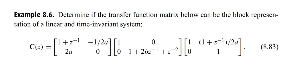 Solved Example 8.6. Determine if the transfer function | Chegg.com