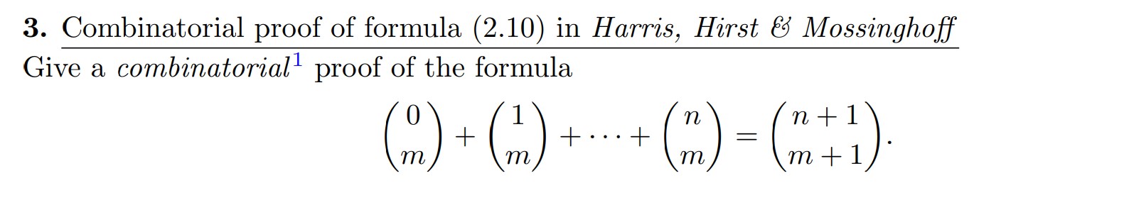 Solved 3. Combinatorial proof of formula (2.10) in Harris, | Chegg.com