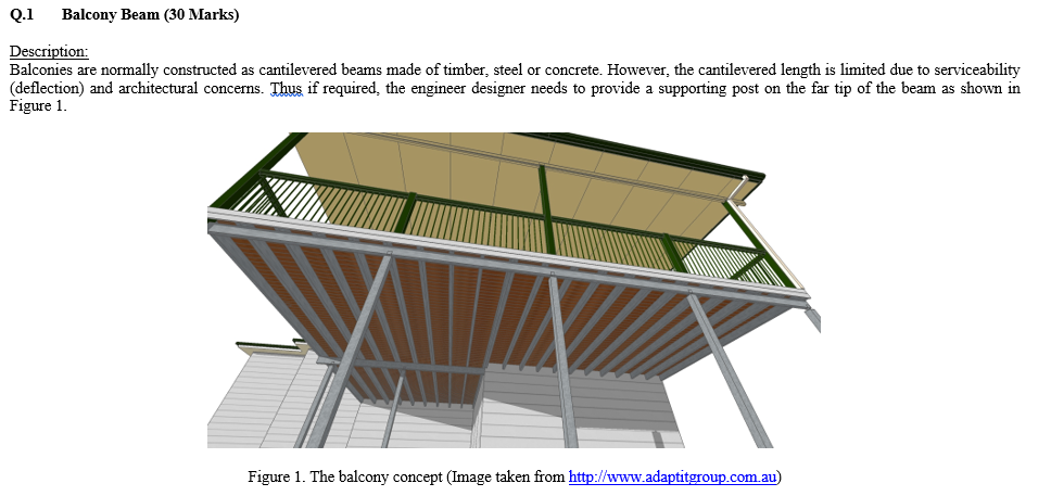Solved Q.1 Balcony Beam (30 Marks) Description: Balconies | Chegg.com