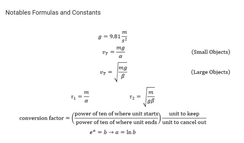 Solved 5. Calculate the time to attain 1/2 terminal velocity | Chegg.com