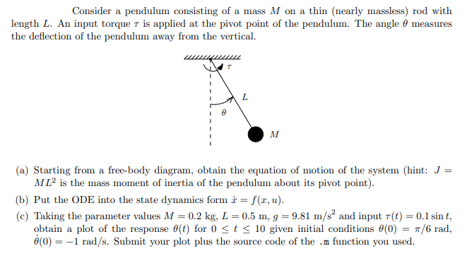Solved Consider a pendulum consisting of a mass M on a thin | Chegg.com