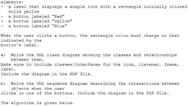 elements: a label that displays a simple icon with a | Chegg.com