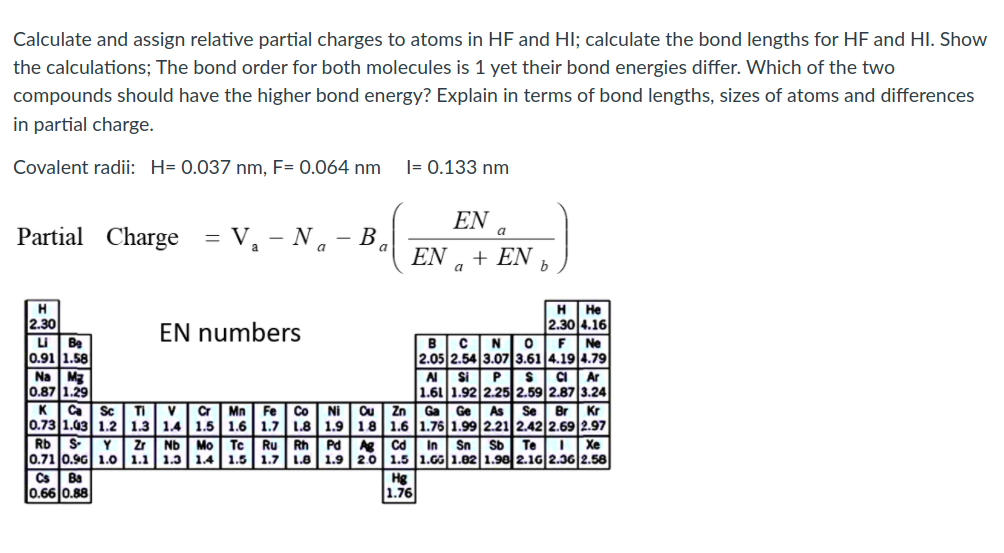 Solved Calculate and assign relative partial charges to | Chegg.com