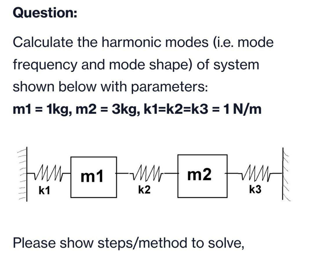 Solved Question: Calculate the harmonic modes (i.e. mode | Chegg.com