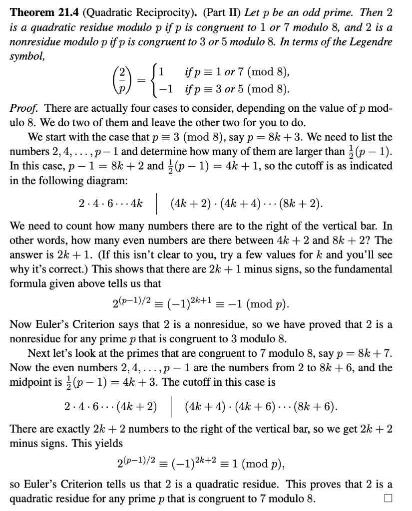 Solved The proof of Quadratic Reciprocity (Part II) (Theorem | Chegg.com