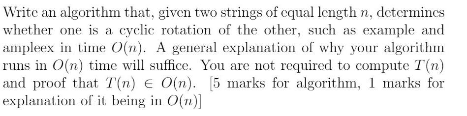 Solved Write An Algorithm That Given Two Strings Of Equal 8565