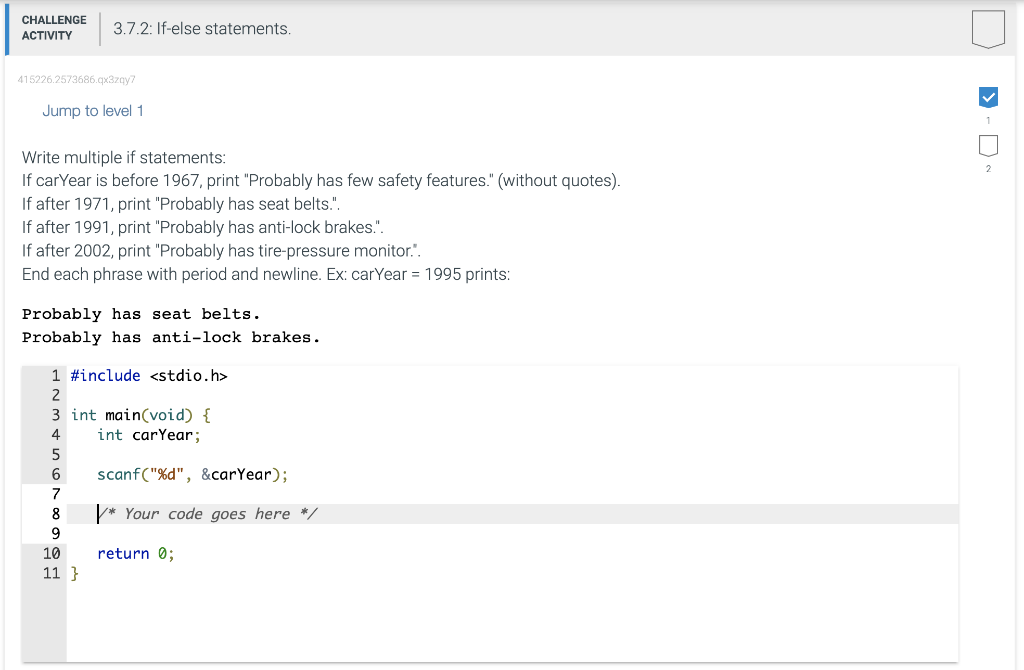 Solved CHALLENGE ACTIVITY 415226.2573686.qx3zqy7 Jump to | Chegg.com