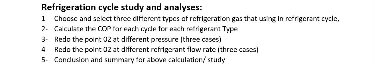 Solved Refrigeration cycle study and analyses: 1- Choose and | Chegg.com