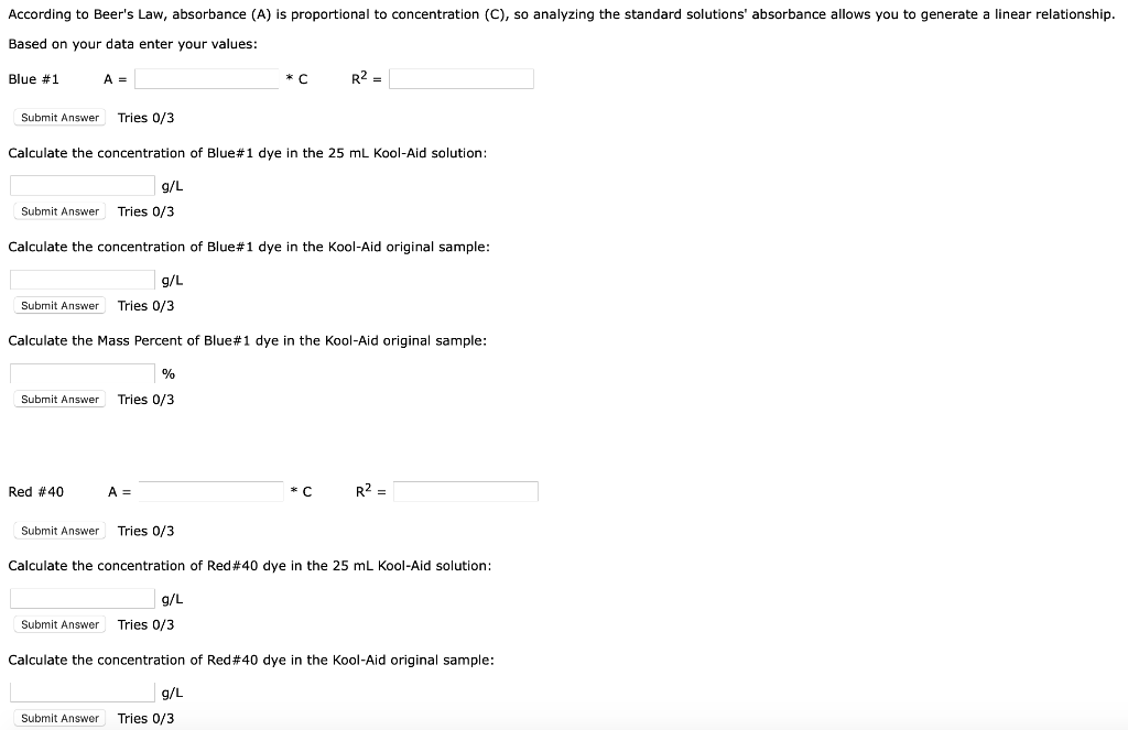 Kool-Aid sample: G Volume of Kool-Aid sample used: 5 | Chegg.com