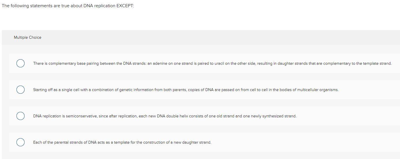Solved The following statements are true about DNA | Chegg.com Solved The following statements are true about DNA | Chegg.com
