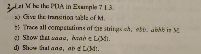 Solved Example 7.1.3 The even-length palindromes over (a, b) | Chegg.com